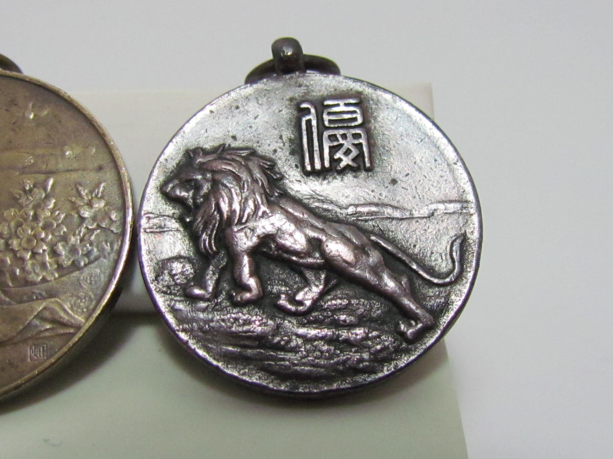 RARE BADGE SET! SHOWA EMPEROR ENTHRONEMENT & WW2 SCHOOL VICTORY ~ NICE ...